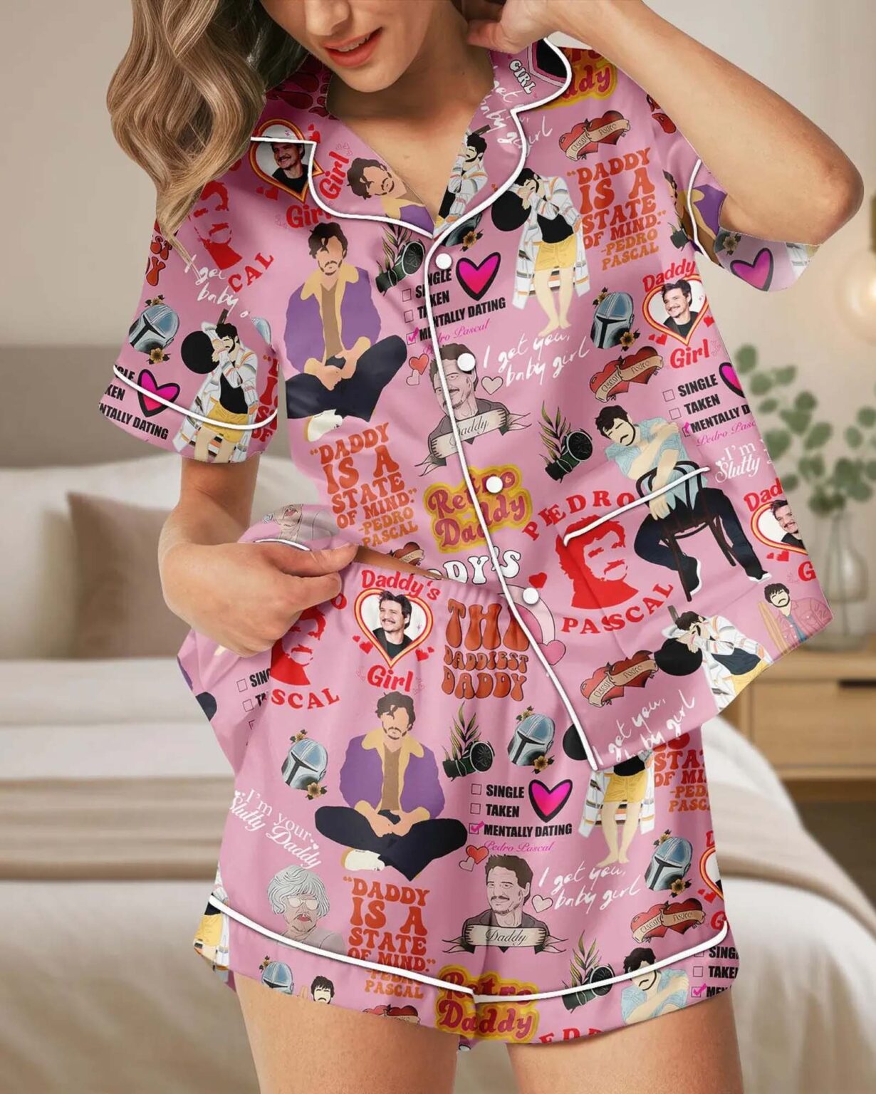 Pedro Pascal Meme Satin Short Pajamas – Zasperry